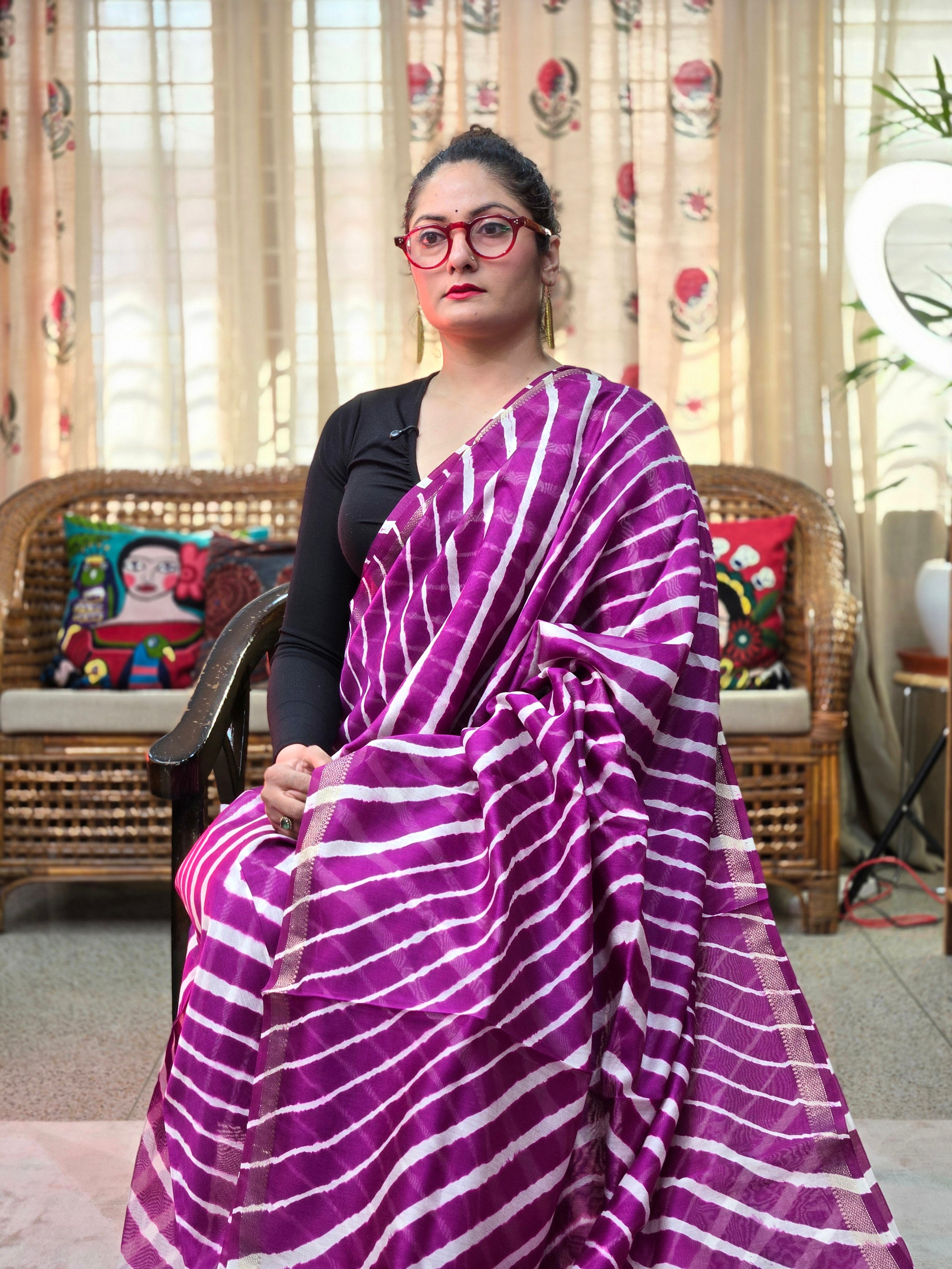 MAGENTA TIE DYE LEHARIYA SILK COTTON SAREE – Tayet Sarees