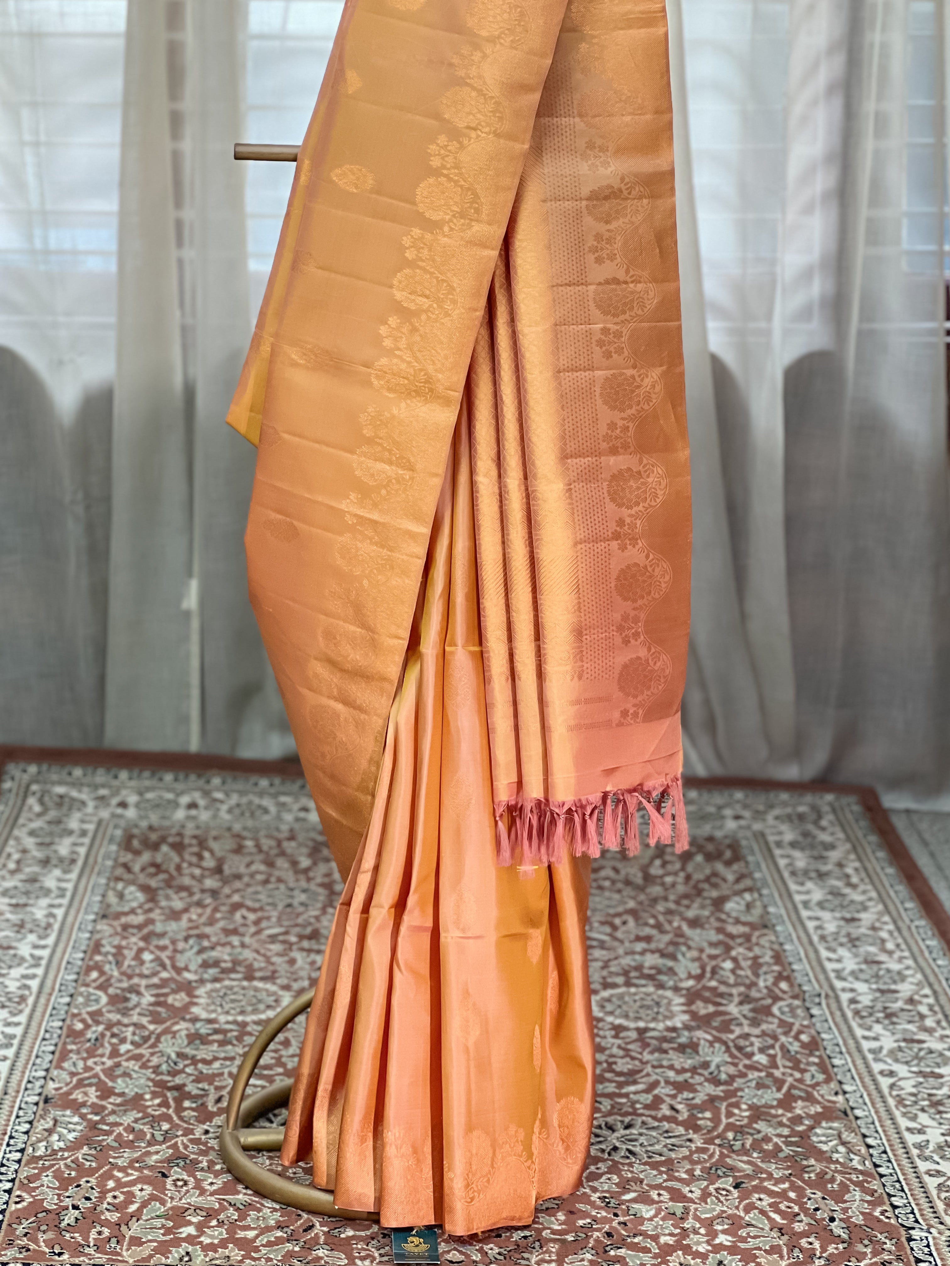 Golden Kanjivaram Silk Saree – Tayet Sarees